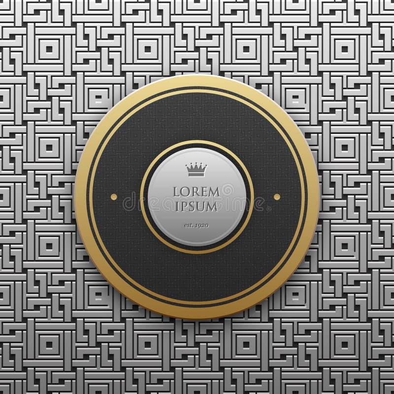 Round Text Banner Template on Silver/platinum Metallic Background with ...