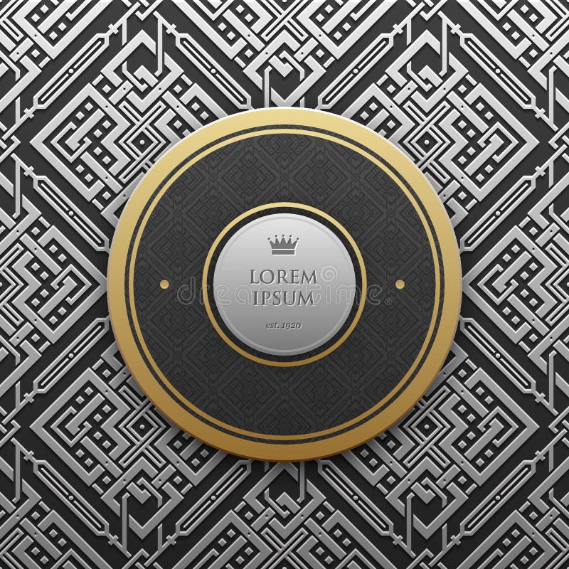 Round Text Banner Template on Silver/platinum Metallic Background with ...