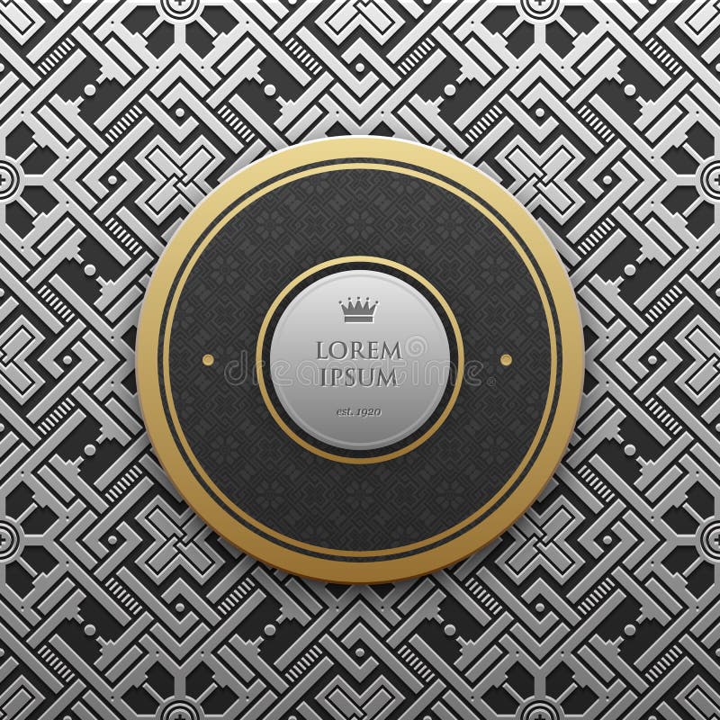 Round Text Banner Template on Silver/platinum Metallic Background with ...