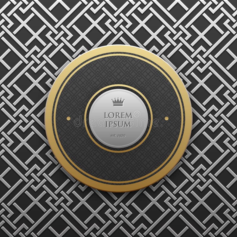 Round Text Banner Template on Silver/platinum Metallic Background with ...