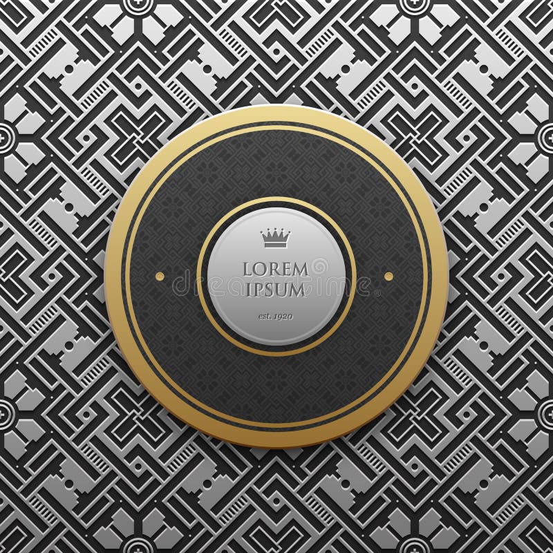 Round Text Banner Template on Silver/platinum Metallic Background with ...