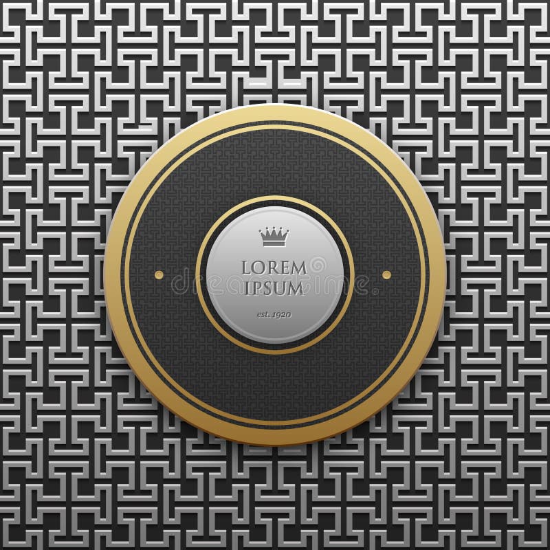 Round Text Banner Template on Silver/platinum Metallic Background with ...