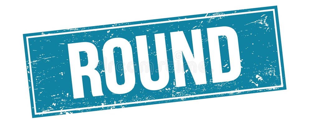 ROUND Text on Blue Grungy Rectangle Stamp Stock Illustration ...