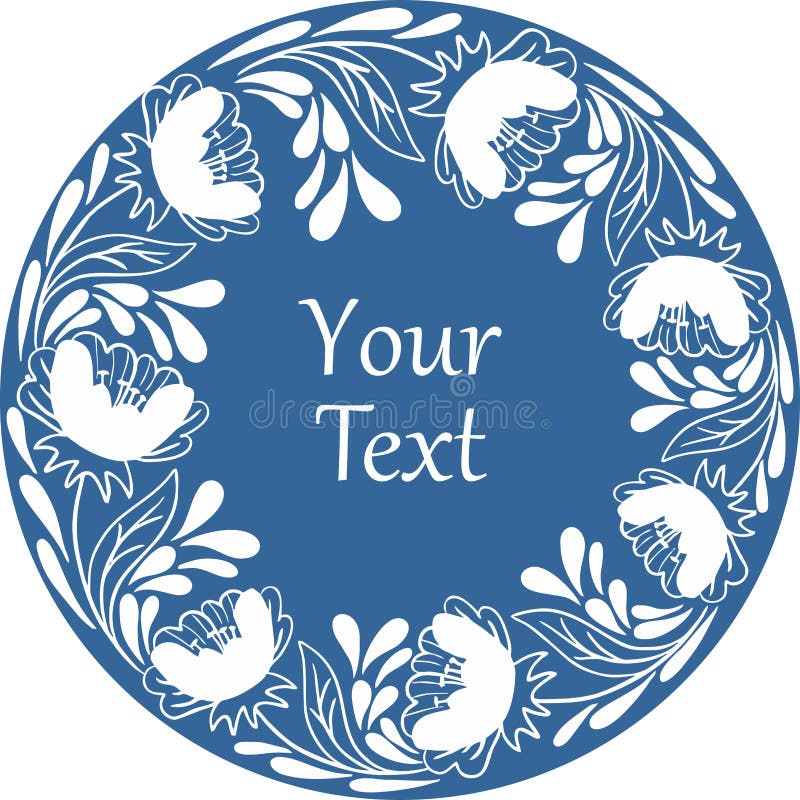 Round Text Frame with Flowers Stock Vector - Illustration of drawing ...