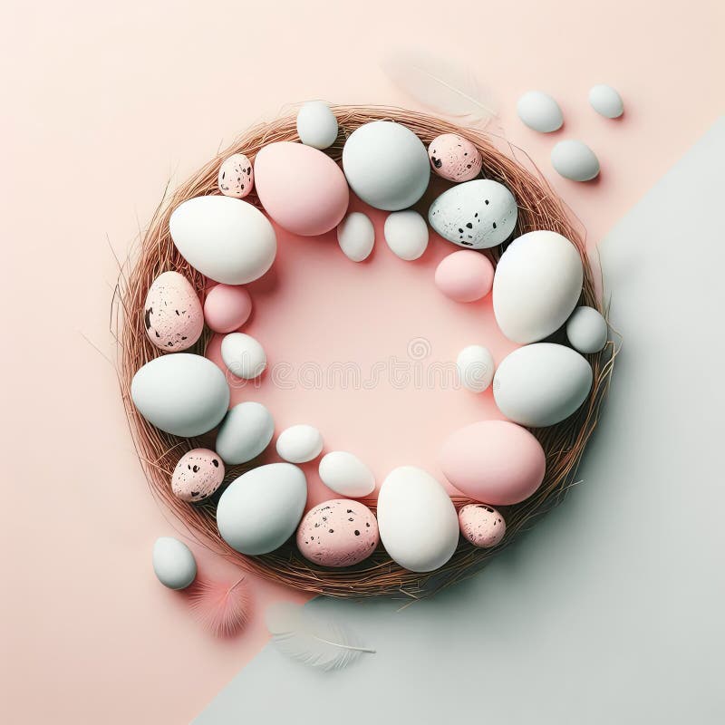 Round Text Frame Surrounded by Easter Elements Stock Image - Image of ...