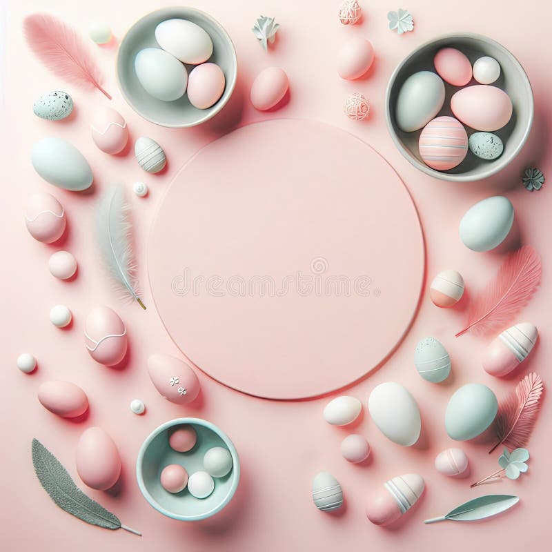 Round Text Frame Surrounded by Easter Elements Stock Image - Image of ...