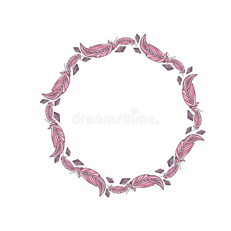 Round Text Frames in Boho Style with Beads, Pendants, Feathers and ...