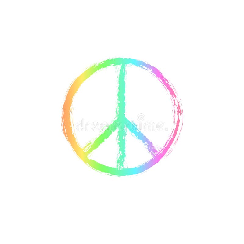 Round Textured Hippie Peace Sign for Printing. Stock Vector ...