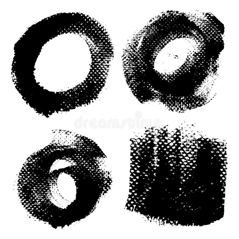 Round Textured Prints with Paint on Paper Set 2 Stock Vector ...