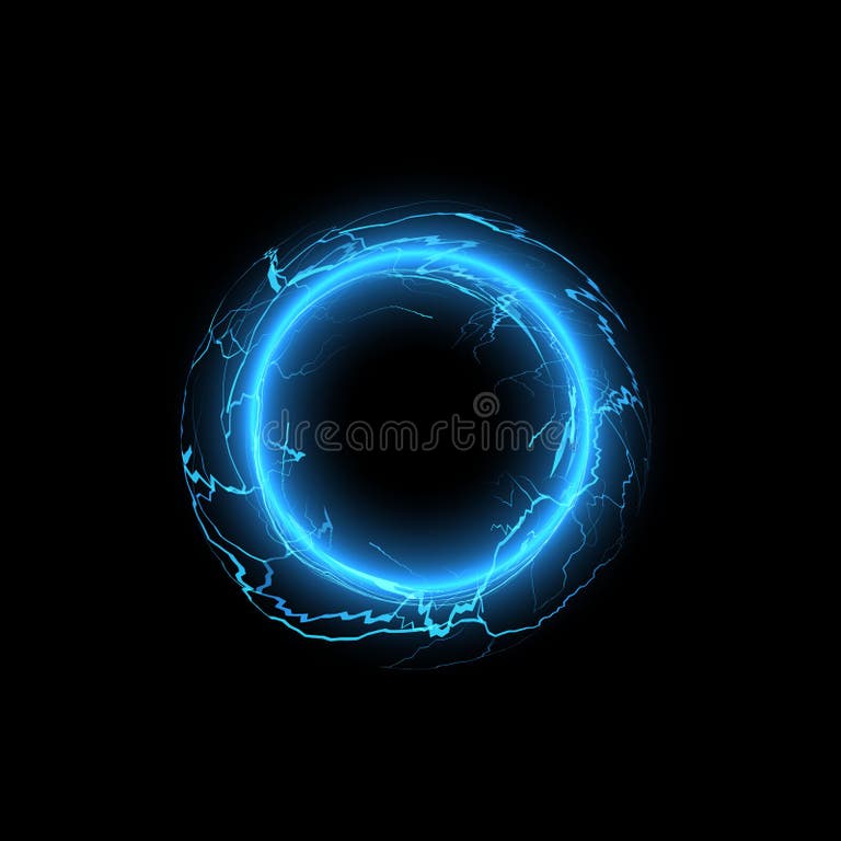 Round Thunderbolt Blue Bolt Lightning Effect, Vector Magical Shine ...