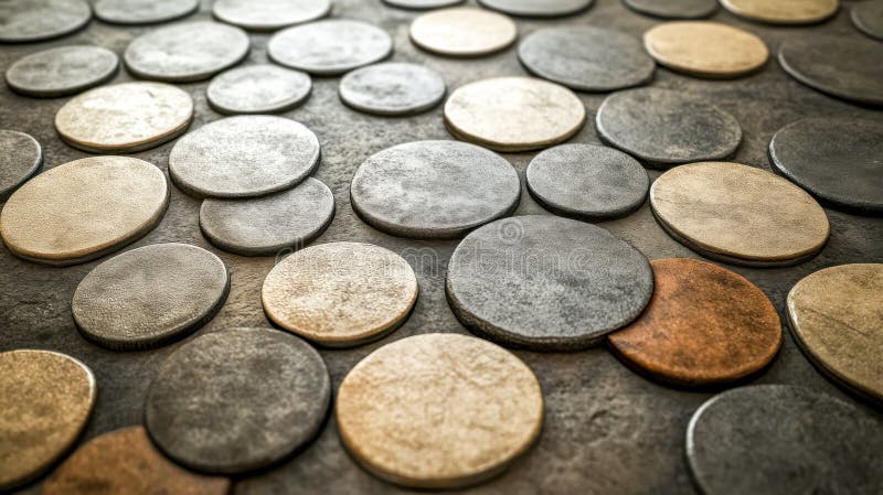 Round Tiles with 3d Texture Creating a Striking Effect on a Wall Stock ...