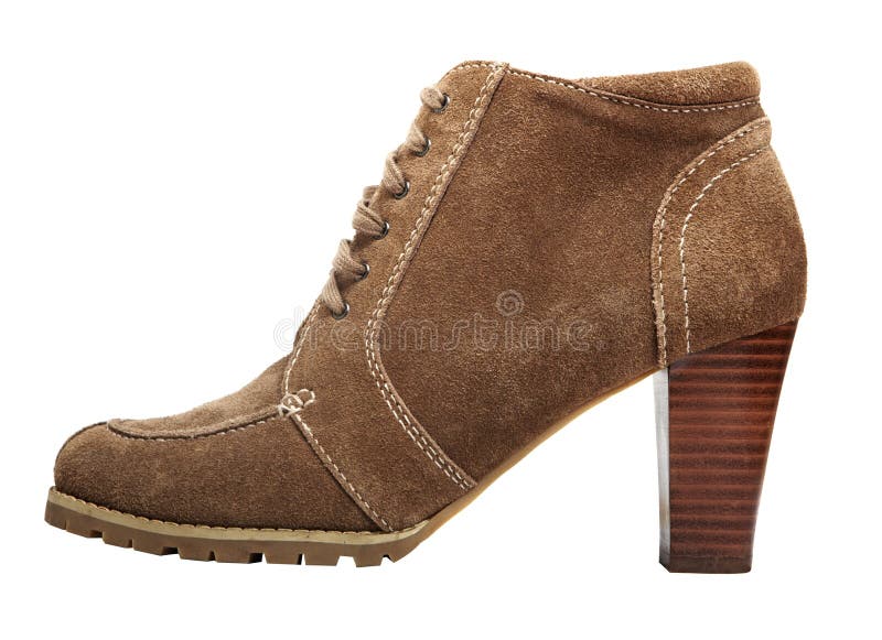 Round toe suede boot stock photo. Image of brown, isolated - 21021820