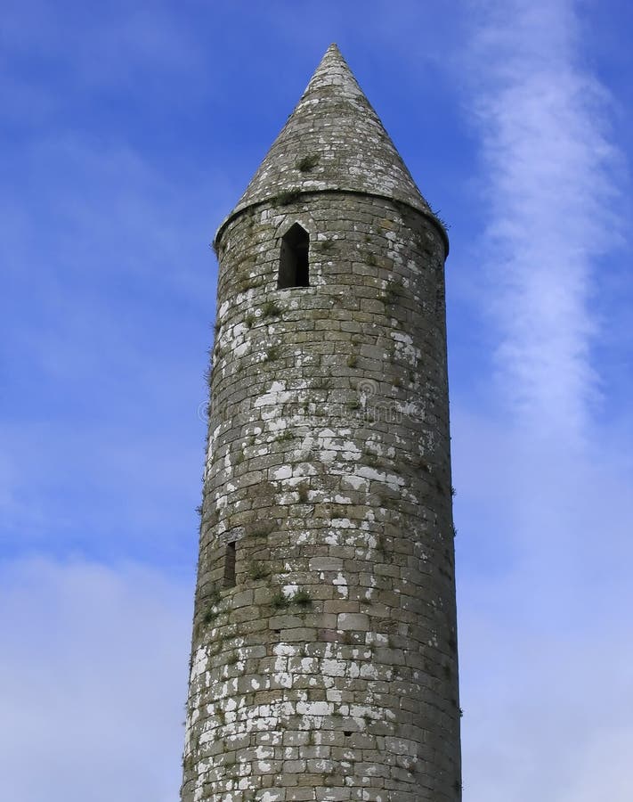 Round Tower and Temple. Clonmacnoise. Ireland Stock Image - Image of ...