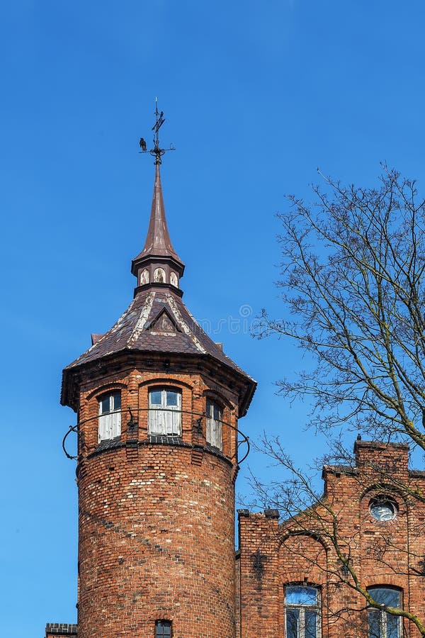 The Round Tower of Red Brick Stock Image - Image of poland, building ...