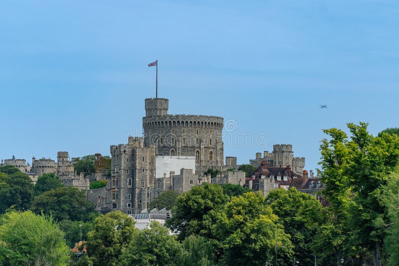 Round Tower and Surrounding Structures of Windsor Castle Beyond Green ...