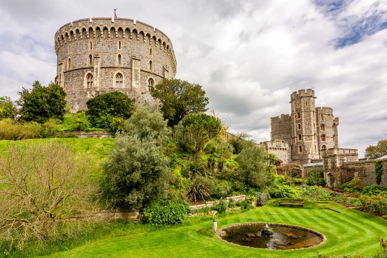 Round Tower of Windsor Castle in Spring, Berkshire, UK Stock Photo ...