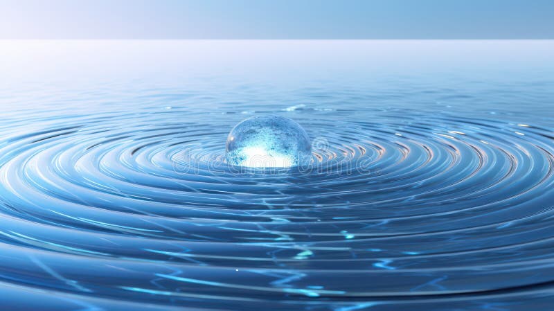 Round Transparent Object Hitting Water Surface, Causing Waves and ...
