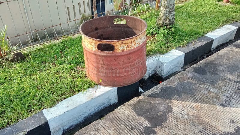 Round Trash Cans in Public Areas. Suitable for Educational Content and ...