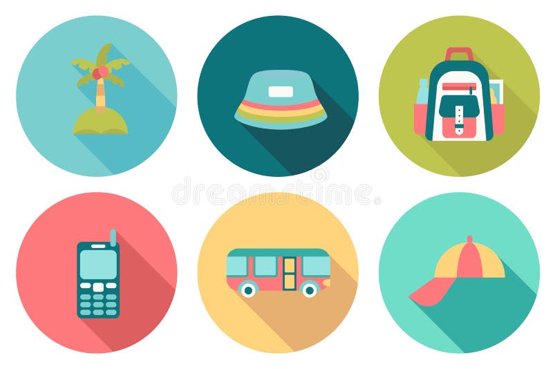 Round travel icons set stock vector. Illustration of cars - 8443882