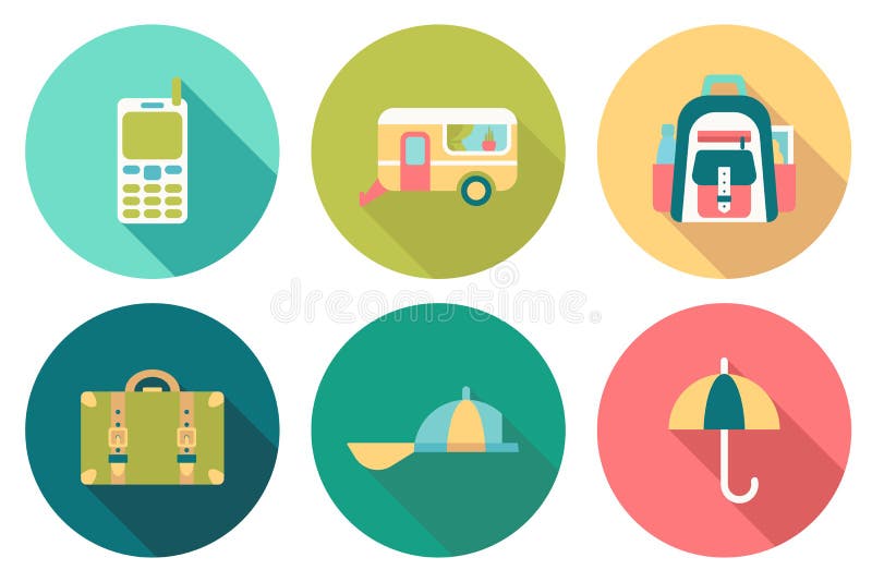 Icons Vacation and Travel on the Color Plate Stock Vector ...