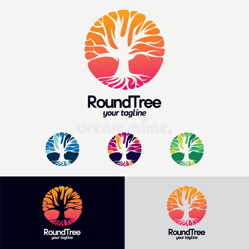 Round Tree Logo Design Template Stock Vector - Illustration of ...