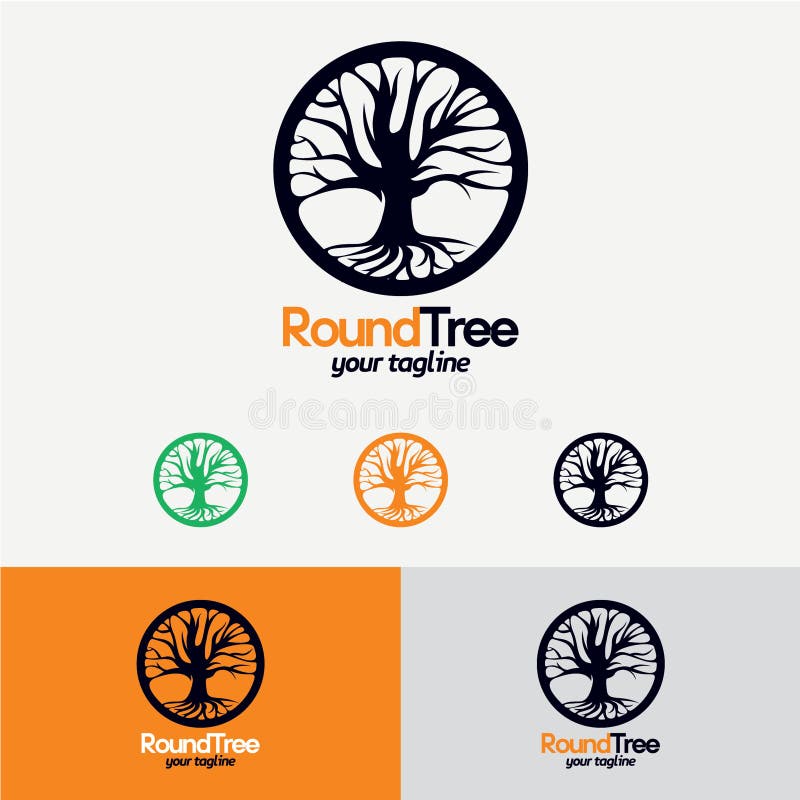 Round Tree Logo Design Template Stock Vector - Illustration of leaves ...