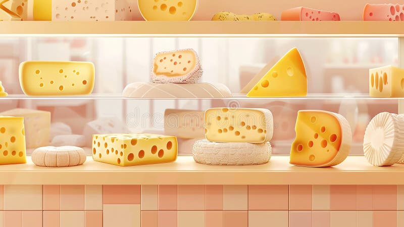 Round, Triangular and Square Pieces of Delicious Yellow Cheese with ...