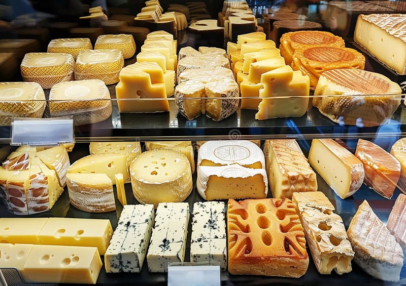 Round, Triangular and Square Pieces of Delicious Yellow Cheese with ...