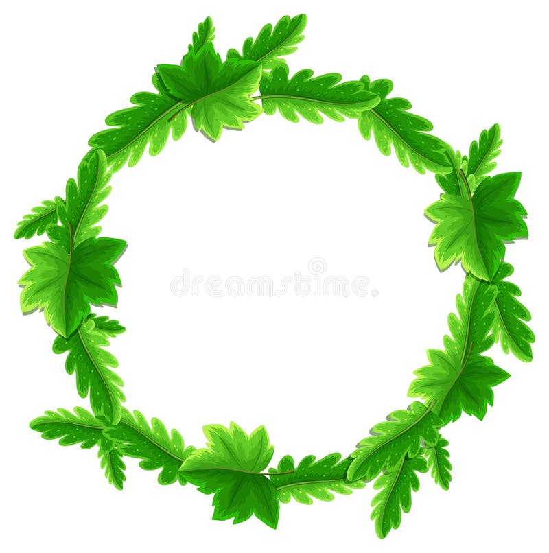 Round Tropical Leaves Frame Template Stock Vector - Illustration of ...