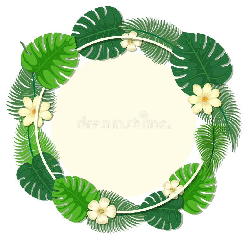 Round Tropical Leaves Frame Template Stock Vector - Illustration of ...