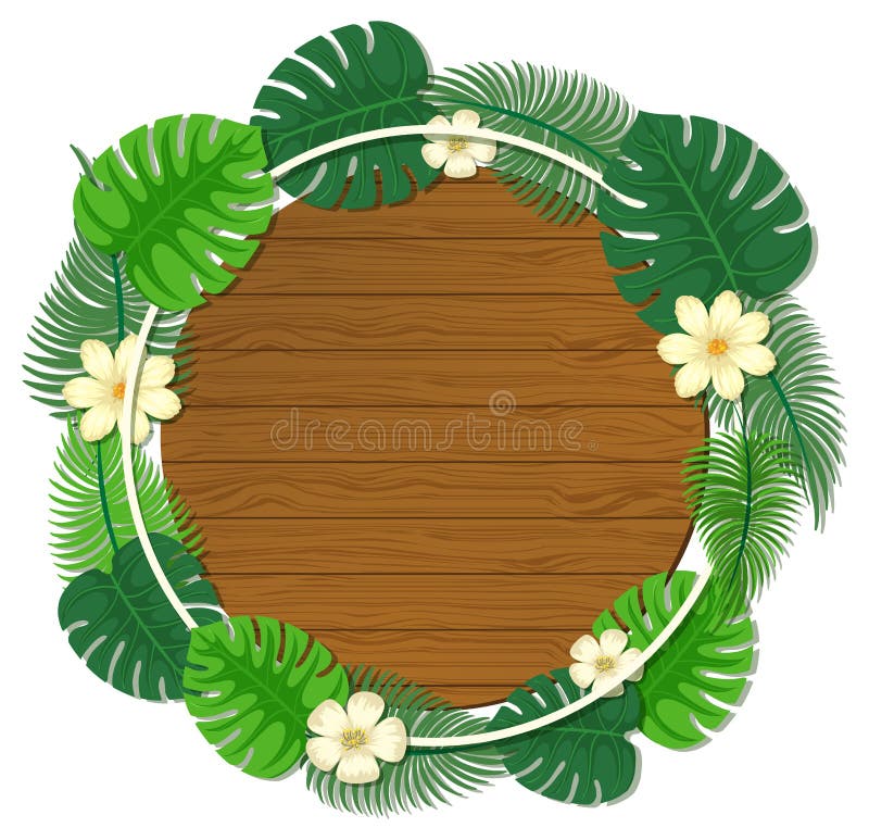 Round Tropical Leaves Frame Template Stock Vector - Illustration of ...