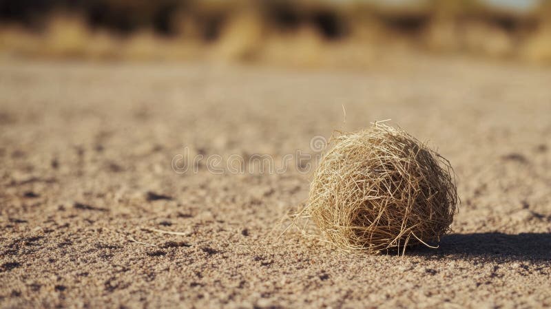 Dry Tumbleweed Rolls Across Arid Ground in a Sunlit Landscape during ...