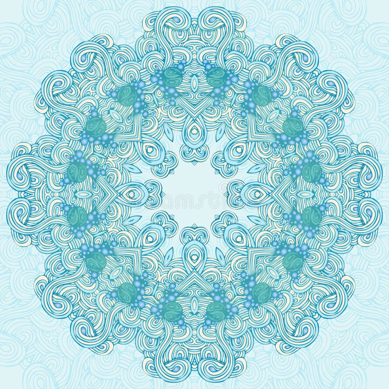 Round Turquoise Abstract Design Stock Illustration - Illustration of ...