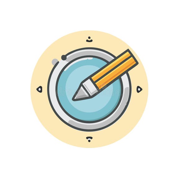 Round UI Element with Pencil - Icon Representing Editing, Creation, and ...