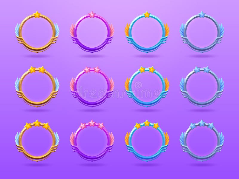 Round Ui Game Avatar Frames Fantasy Borders Set Stock Vector