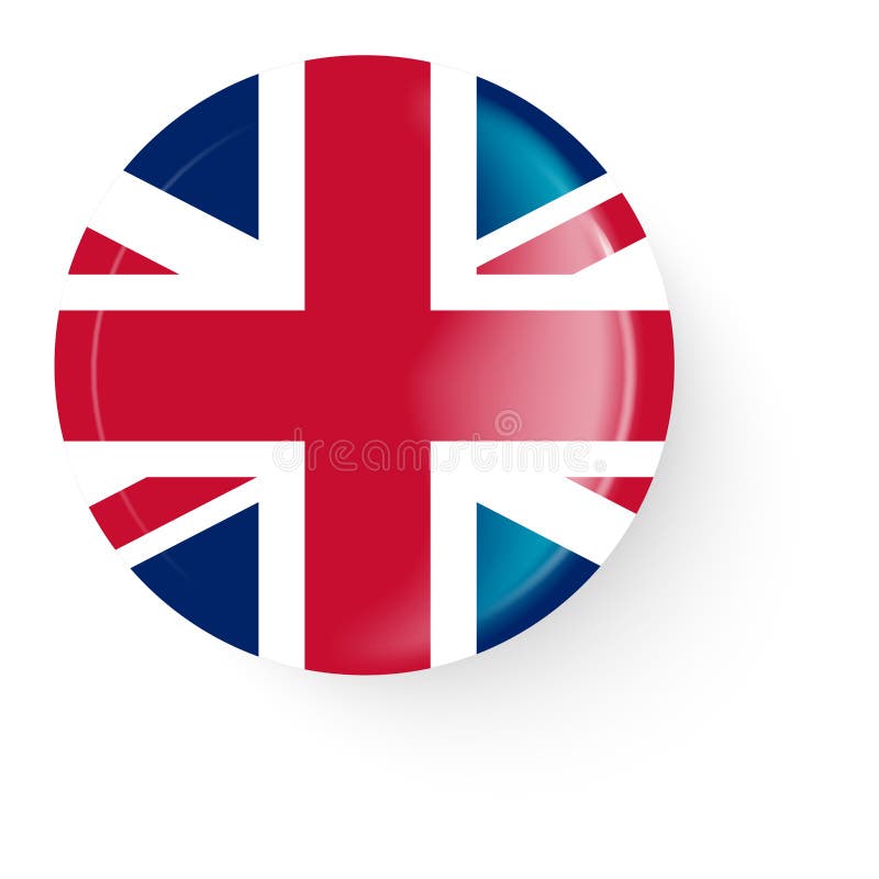 Round UK Flag. Pin Button. Pin Brooch Icon, Sticker Stock Vector ...
