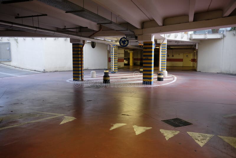 Round in Underground Parking Stock Image - Image of indoor, dark: 103552347