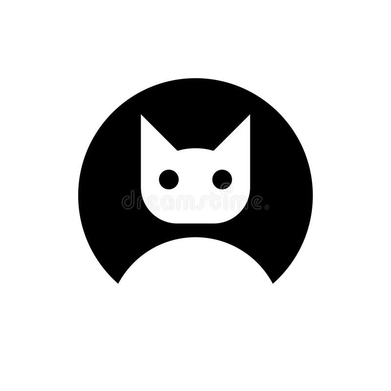 Round User Avatar Icon with the Head and Face of a Cat. Vector ...