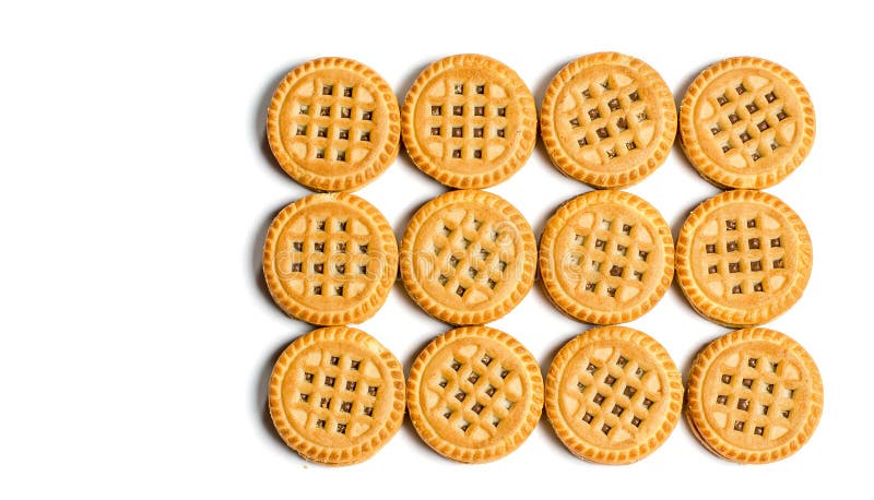 Round Vanilla Cookies on a White Background Stock Photo - Image of ...