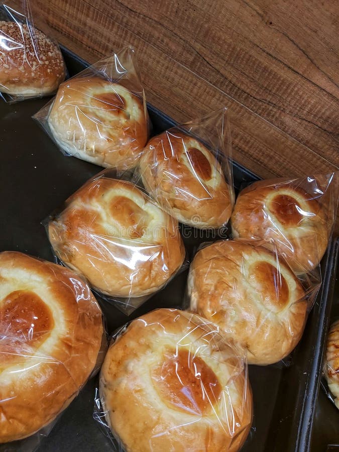 Round Vanilla Milk Bread is Already in Plastic Packaging Stock Image ...
