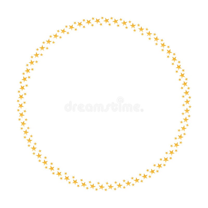 Round Vector Frame - Gold Colored Circle Star Banner on White ...