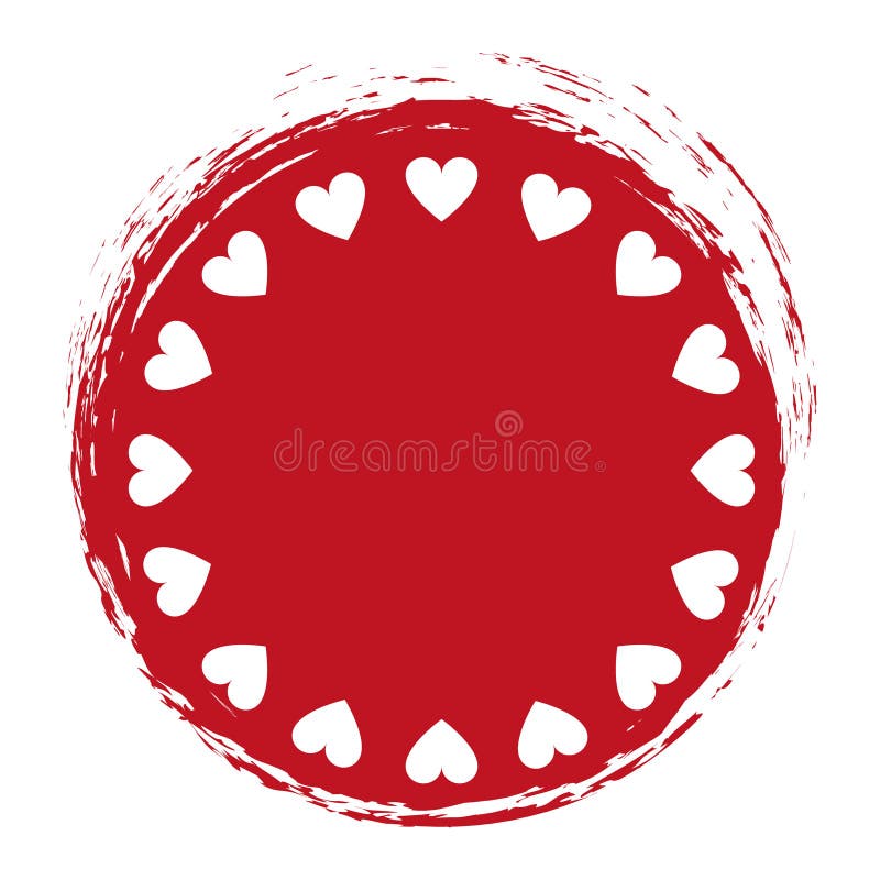 Round Vector Frame with Hearts - Red Colored Circle Banner Stock Vector ...