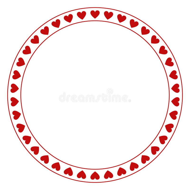 Round Vector Frame with Hearts - Red Colored Circle Banner Stock Vector ...