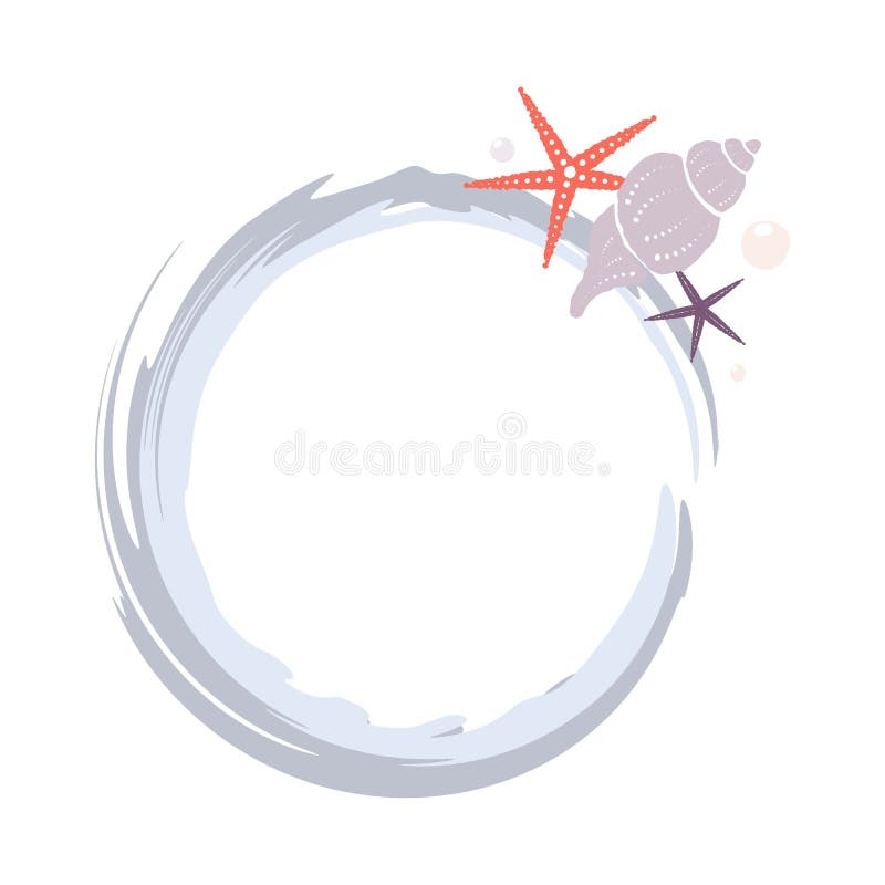 Round Vector Frame with Nautical Design Elements Stock Vector ...