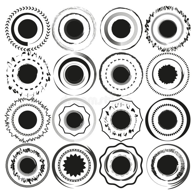 Round Vector Frames. Black and White. Abstract Patterns. Decorative ...