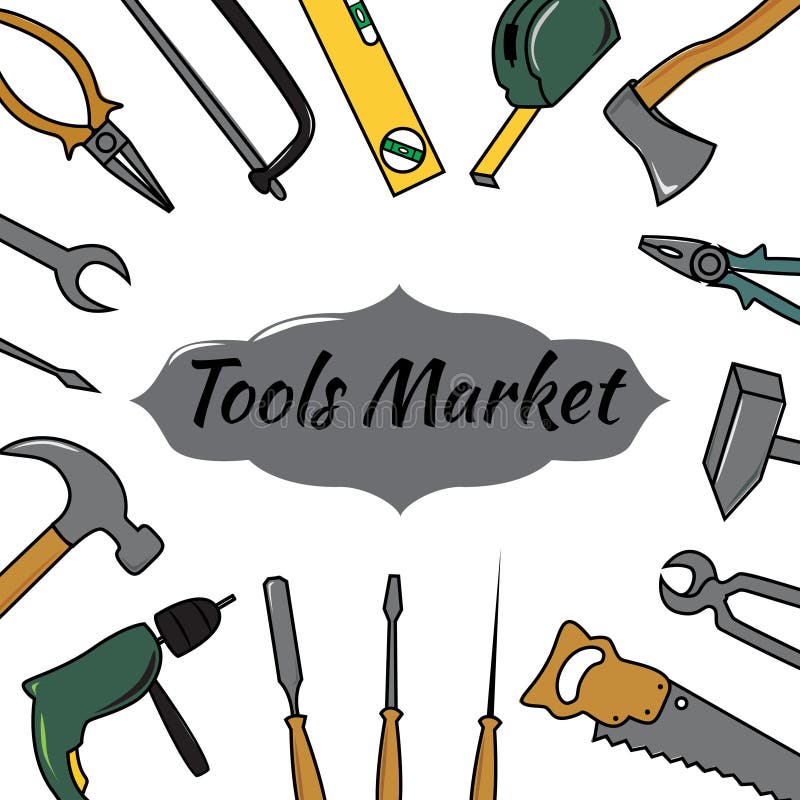 Round Vector Illustration with Tools. Stock Vector - Illustration of ...