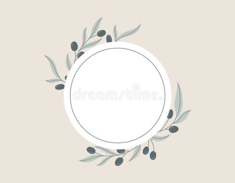 Round Vector Isolated Sticker or Label with Decorative Frame of Olive ...