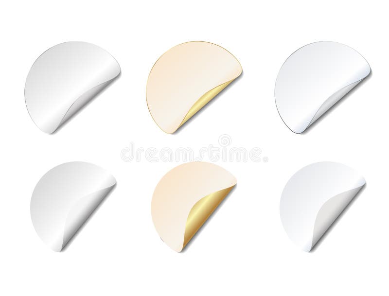 Round Vector Stickers, Gray Gold Silver Stickers on a White Background ...