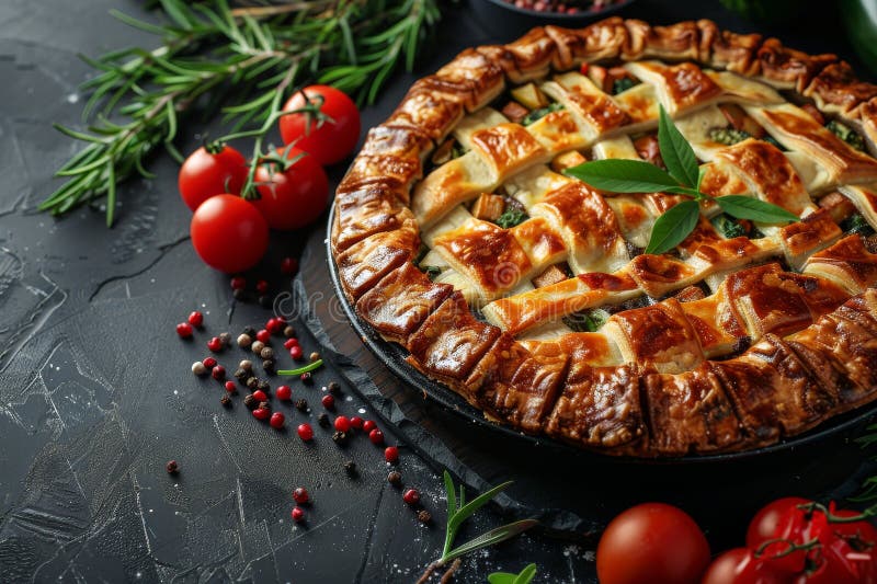 Round Vegetable Pie,.copy Space, Banner Stock Illustration ...