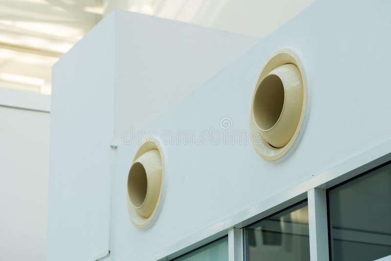 Round Vent Pipes Built into the Wall Stock Photo - Image of interior ...